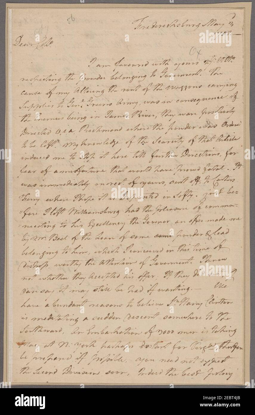 Weedon, George. Fredericksburg. To Colonel William Davis Stock Photo ...