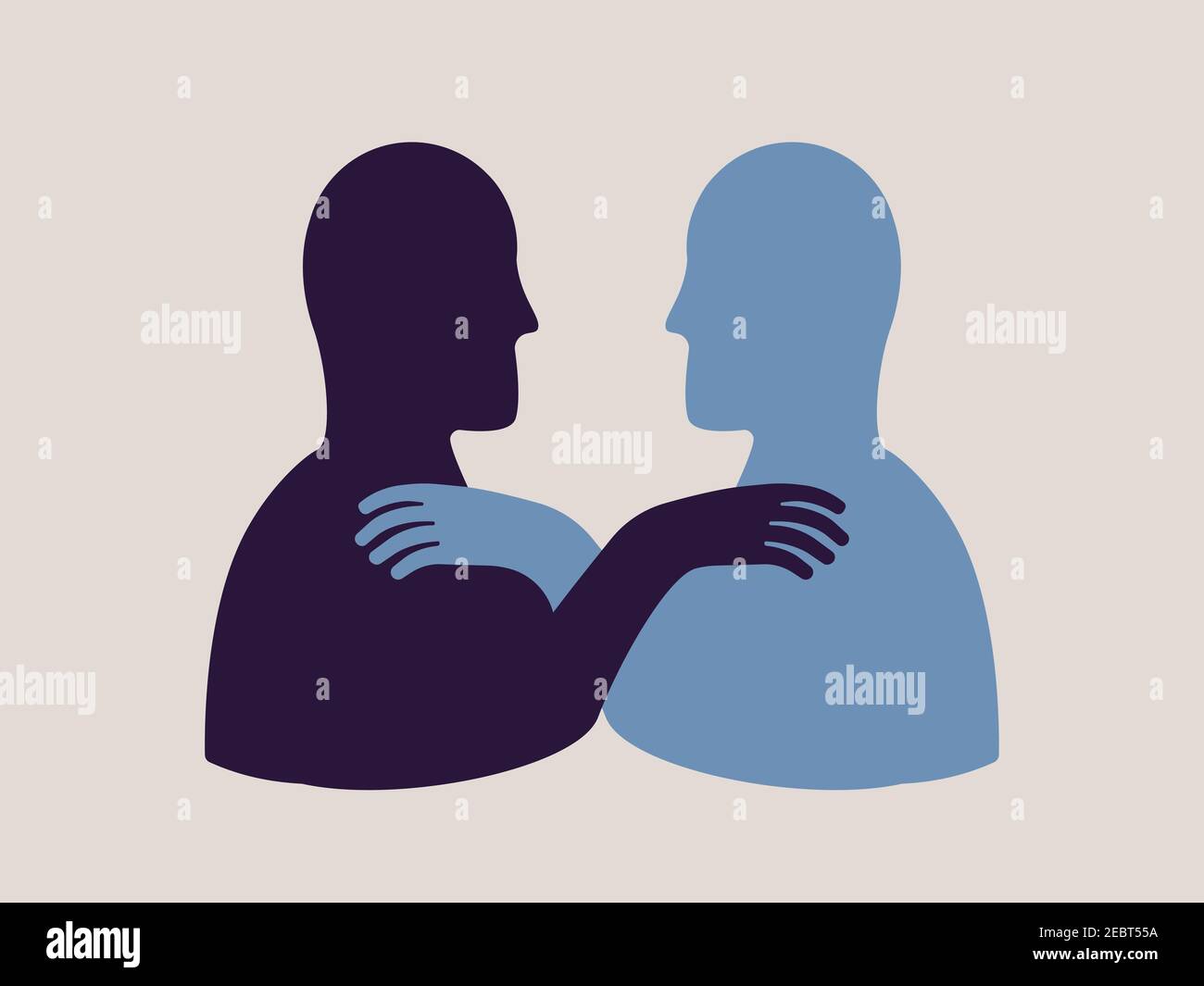 Solidarity illustration concept. Two persons show mutual support ...