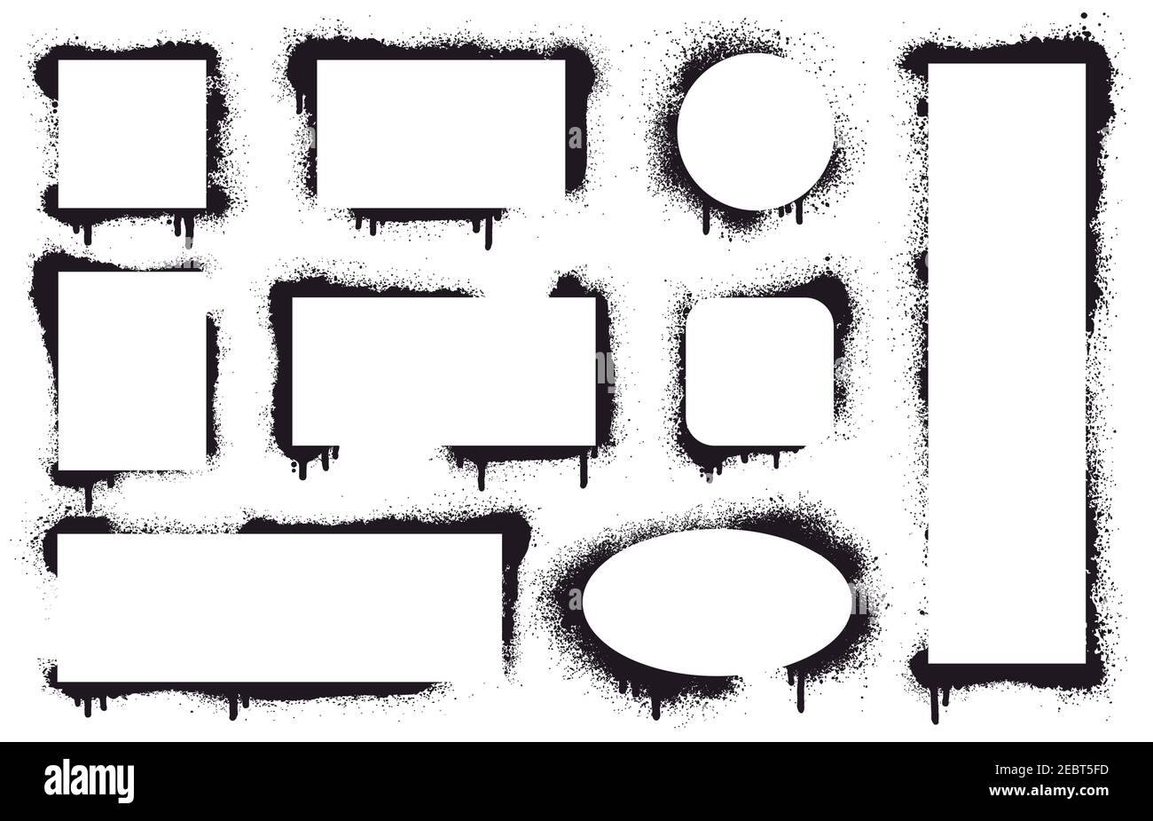 Spray paint frames. Grunge sprayed texture painted borders, abstract ...