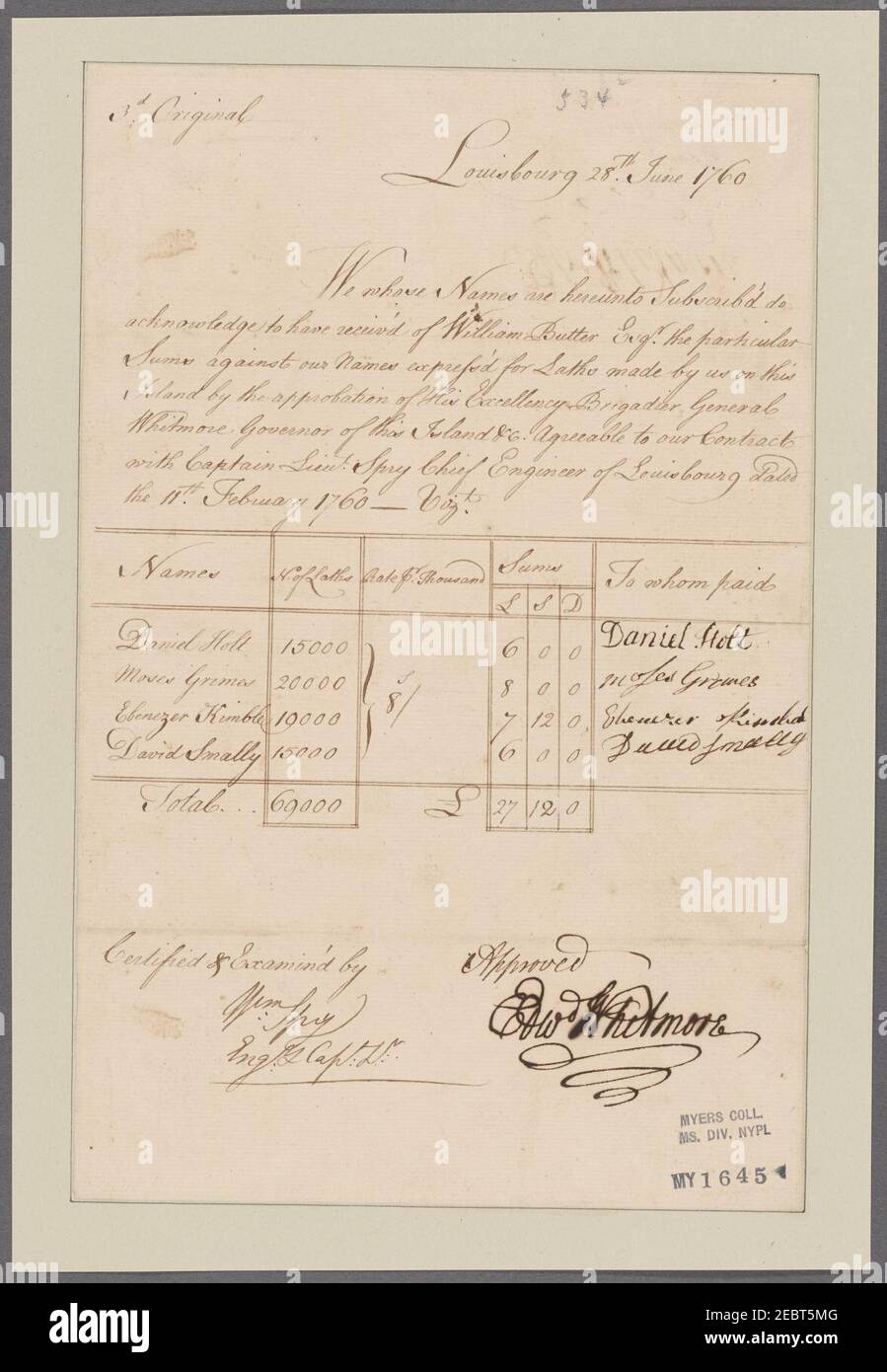 Whitmore, Edward. Louisbourg Stock Photo - Alamy