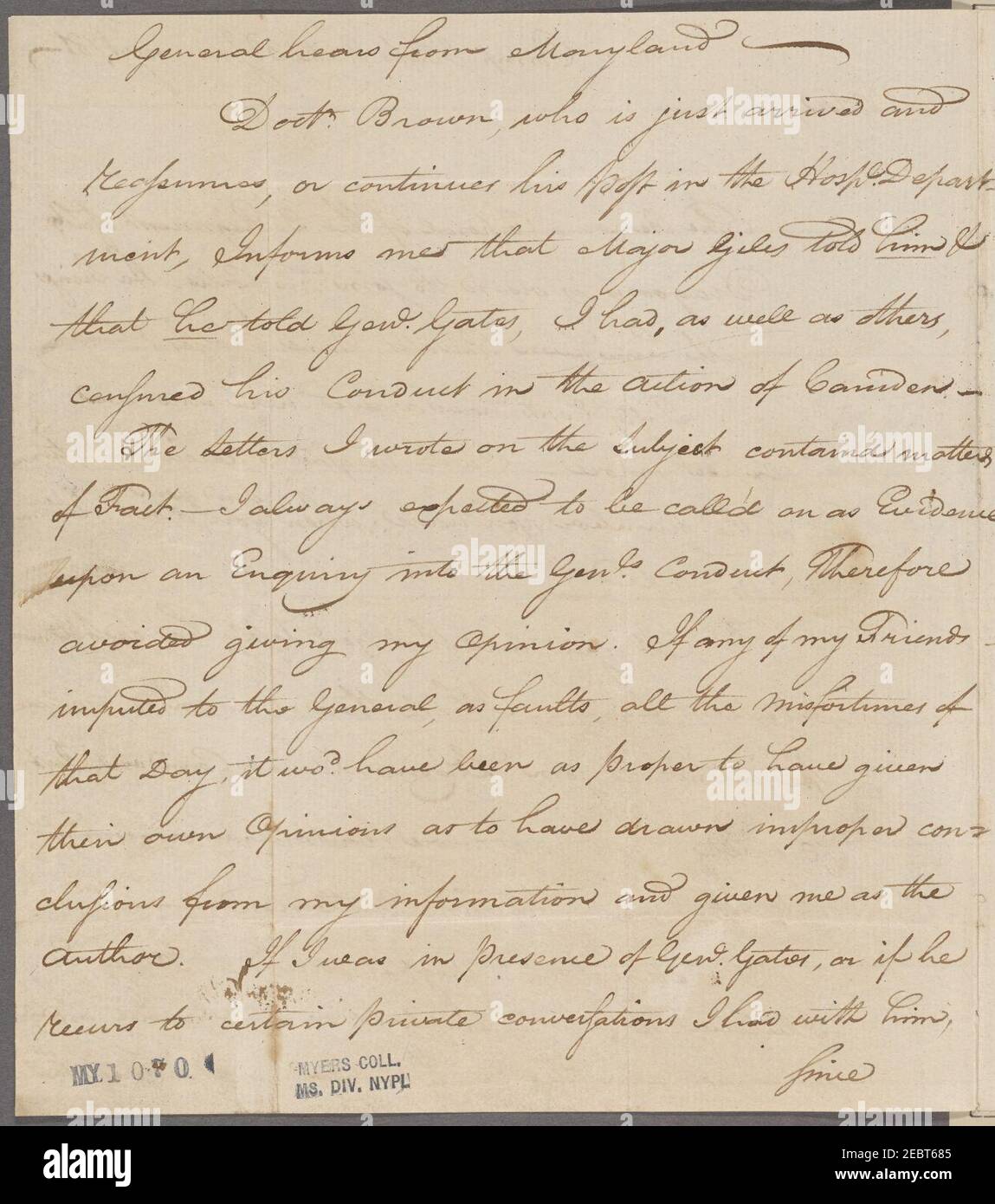 Williams, (Otho Holland). Camp Hicks Creek. To Brigadier General Morgan ...