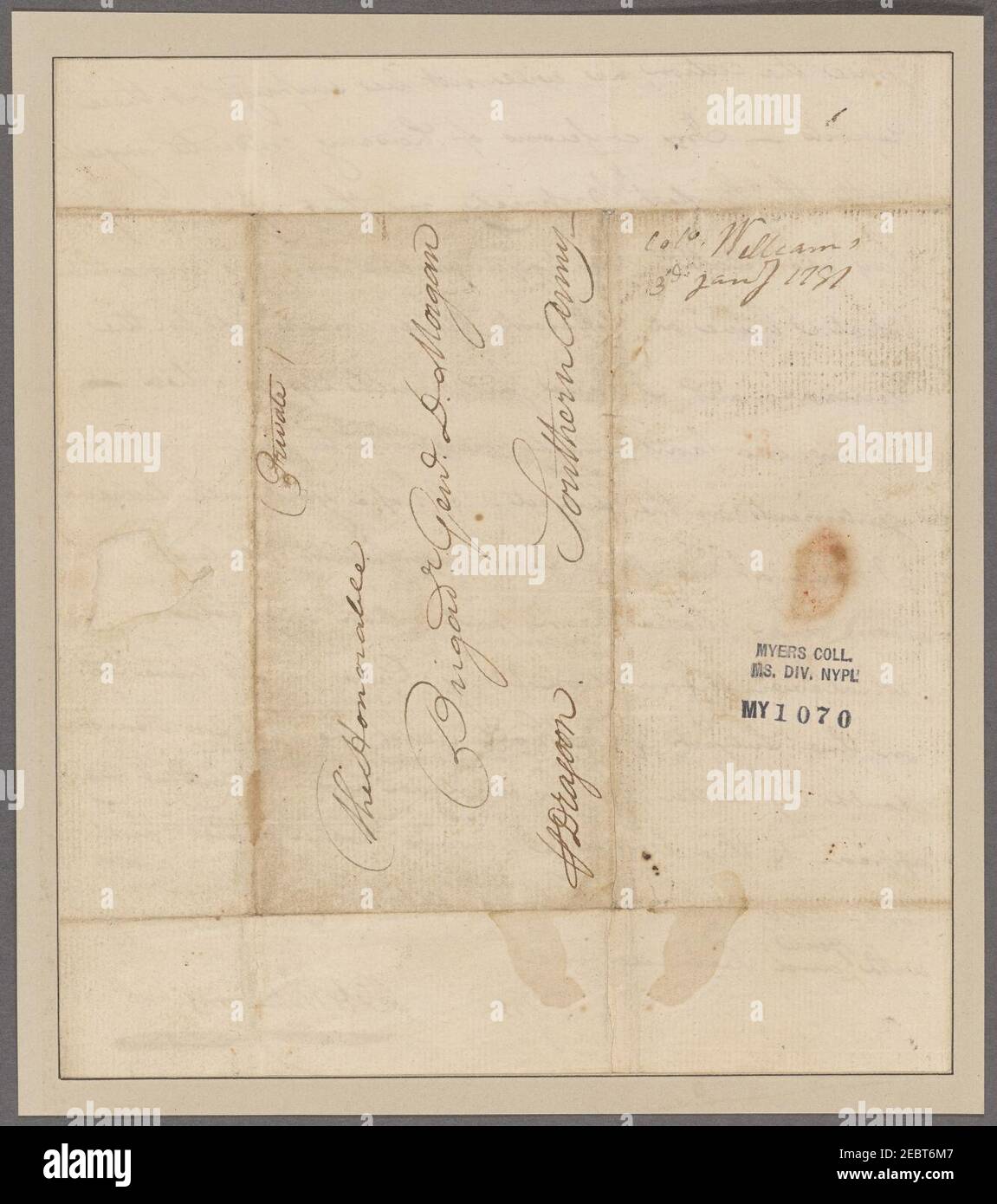 Williams, (Otho Holland). Camp Hicks Creek. To Brigadier General Morgan ...