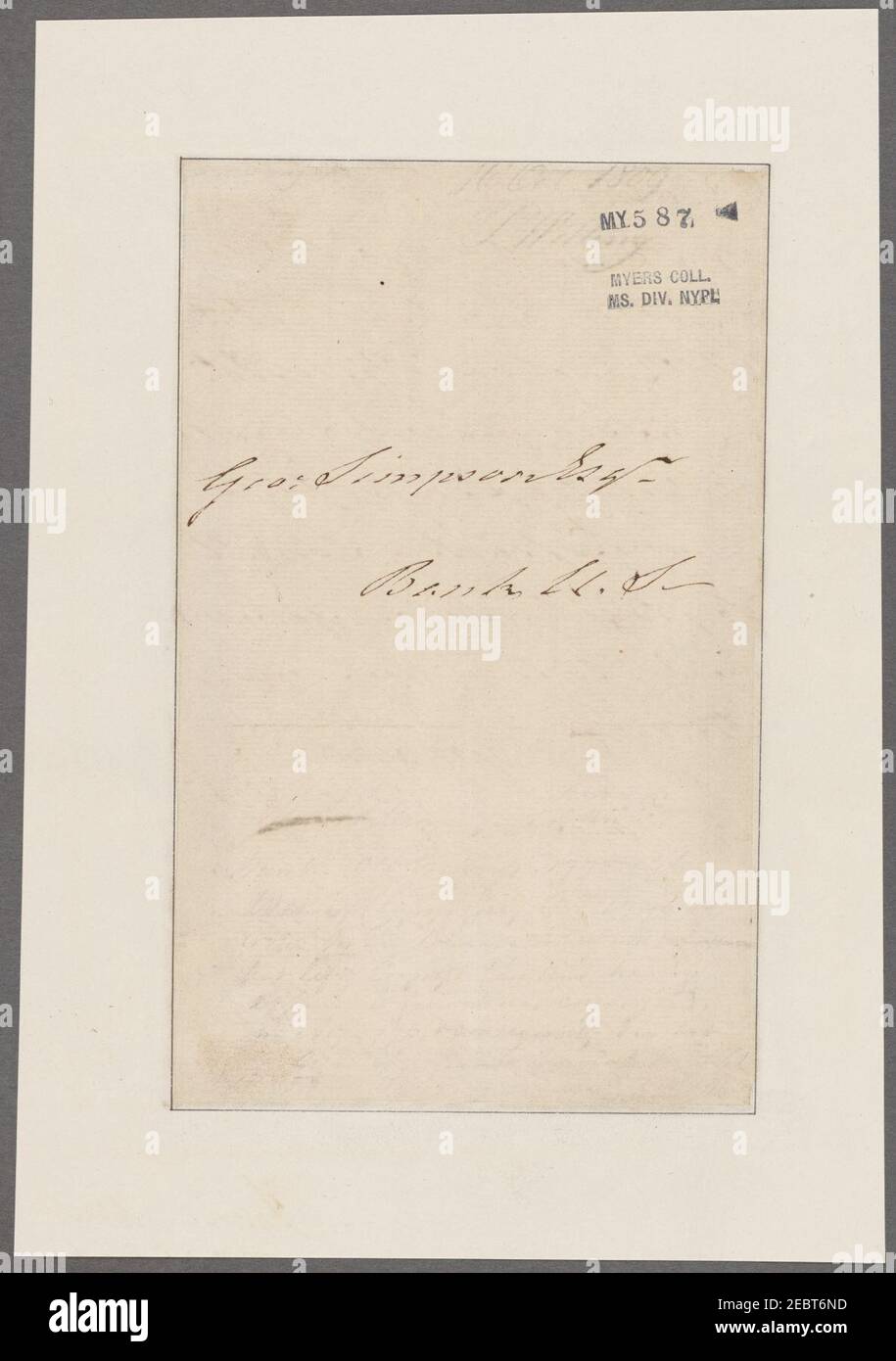 Willing, Thomas. Philadelphia. To George Simpson Stock Photo - Alamy