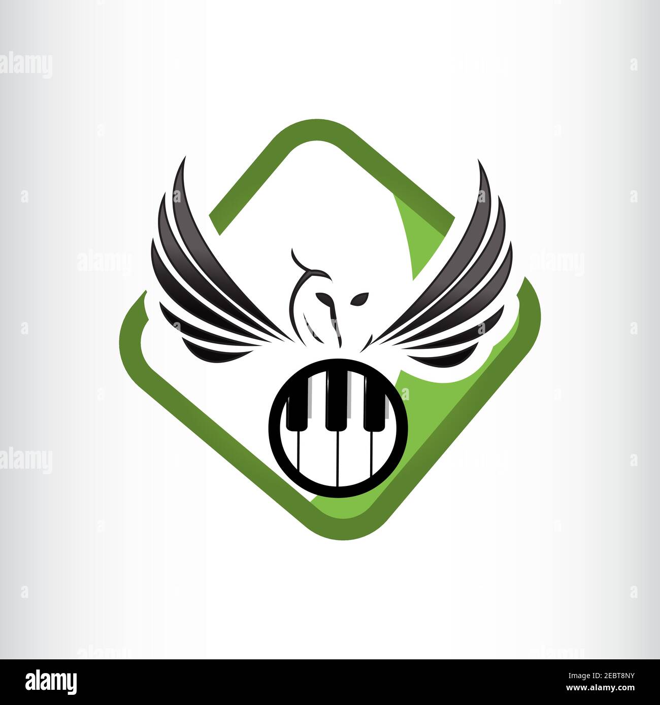 Fliying owl icon with tooth piano isolated on white background from ...