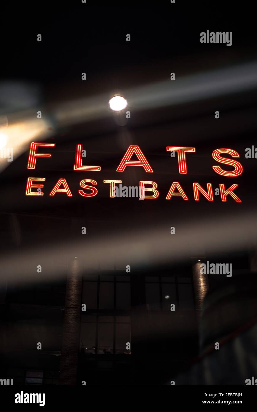 the flats east bank sign in cleveland ohio Stock Photo - Alamy