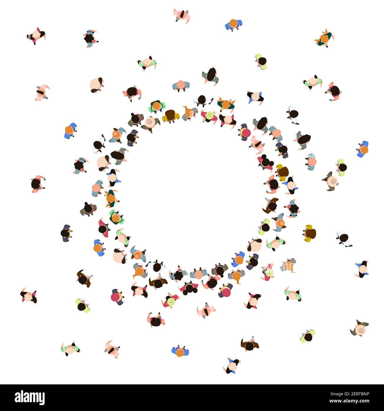 People crowd top view. Walking male and female characters, gathering ...