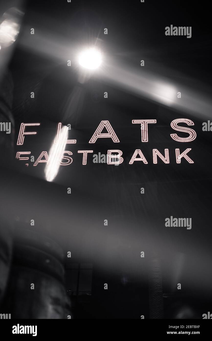the flats east bank sign in cleveland ohio Stock Photo - Alamy