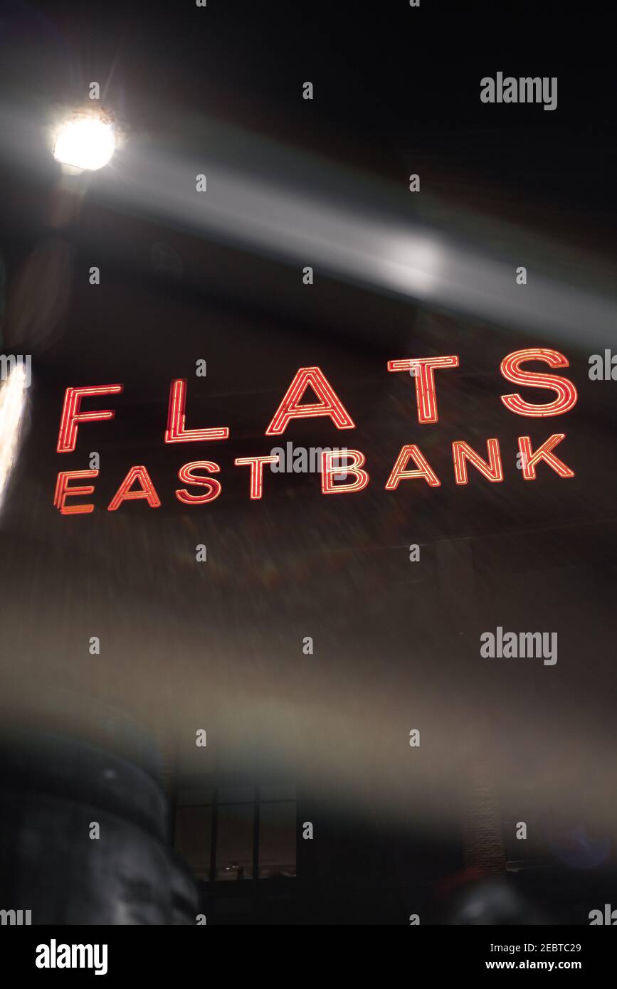 the flats east bank sign in cleveland ohio Stock Photo - Alamy