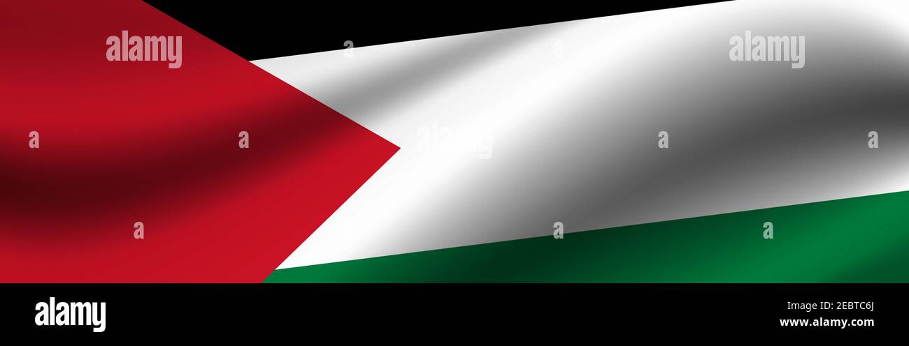 Banner with the flag of Palestinian state. Fabric texture of the flag ...