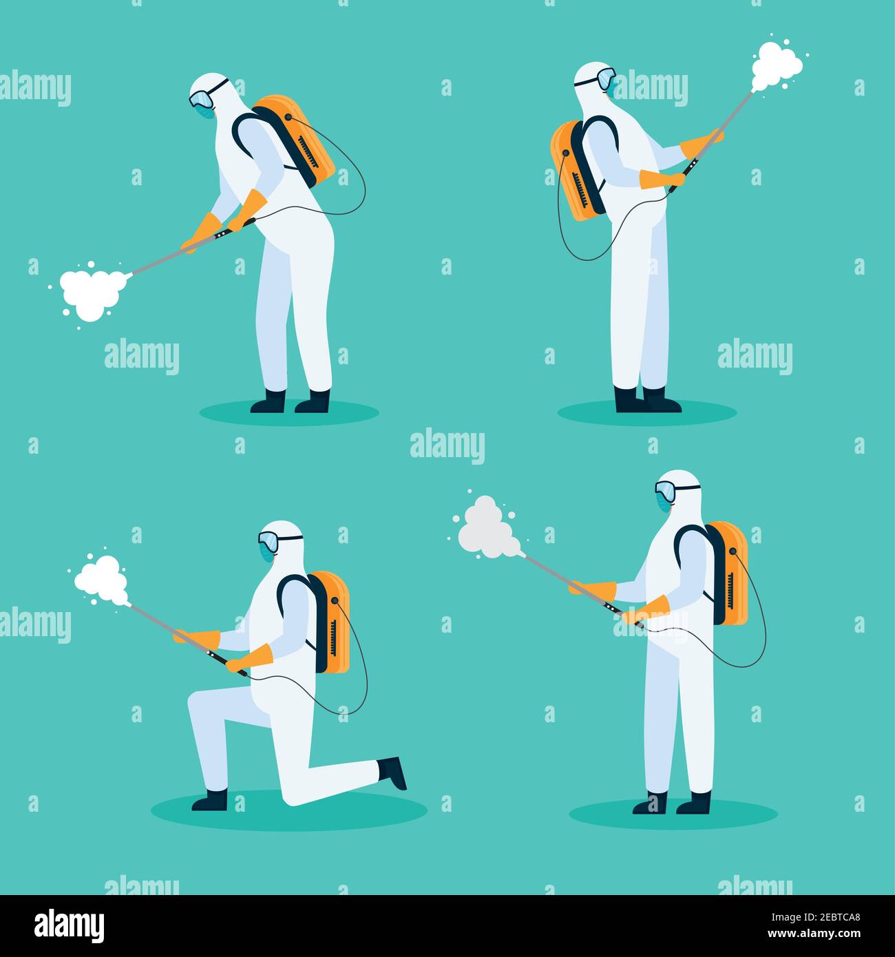 bundle of workers wearing biohazard suits characters Stock Vector Image ...