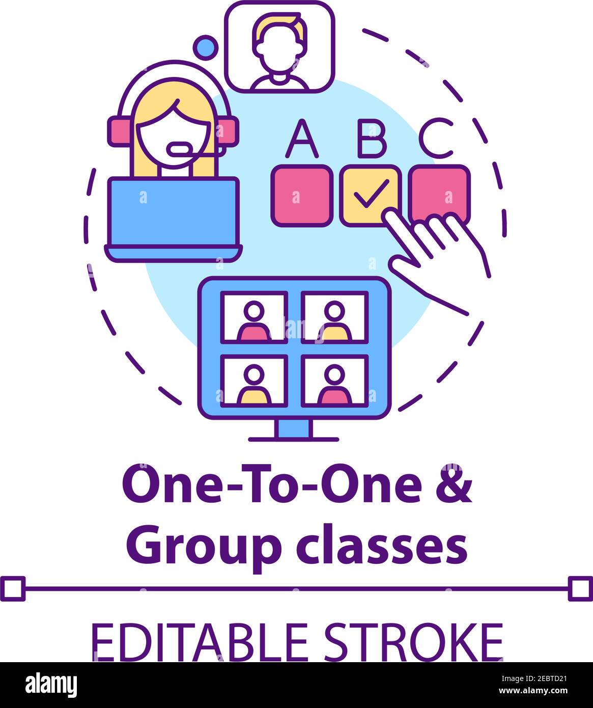 One-to-one and group classes concept icon Stock Vector Image & Art - Alamy