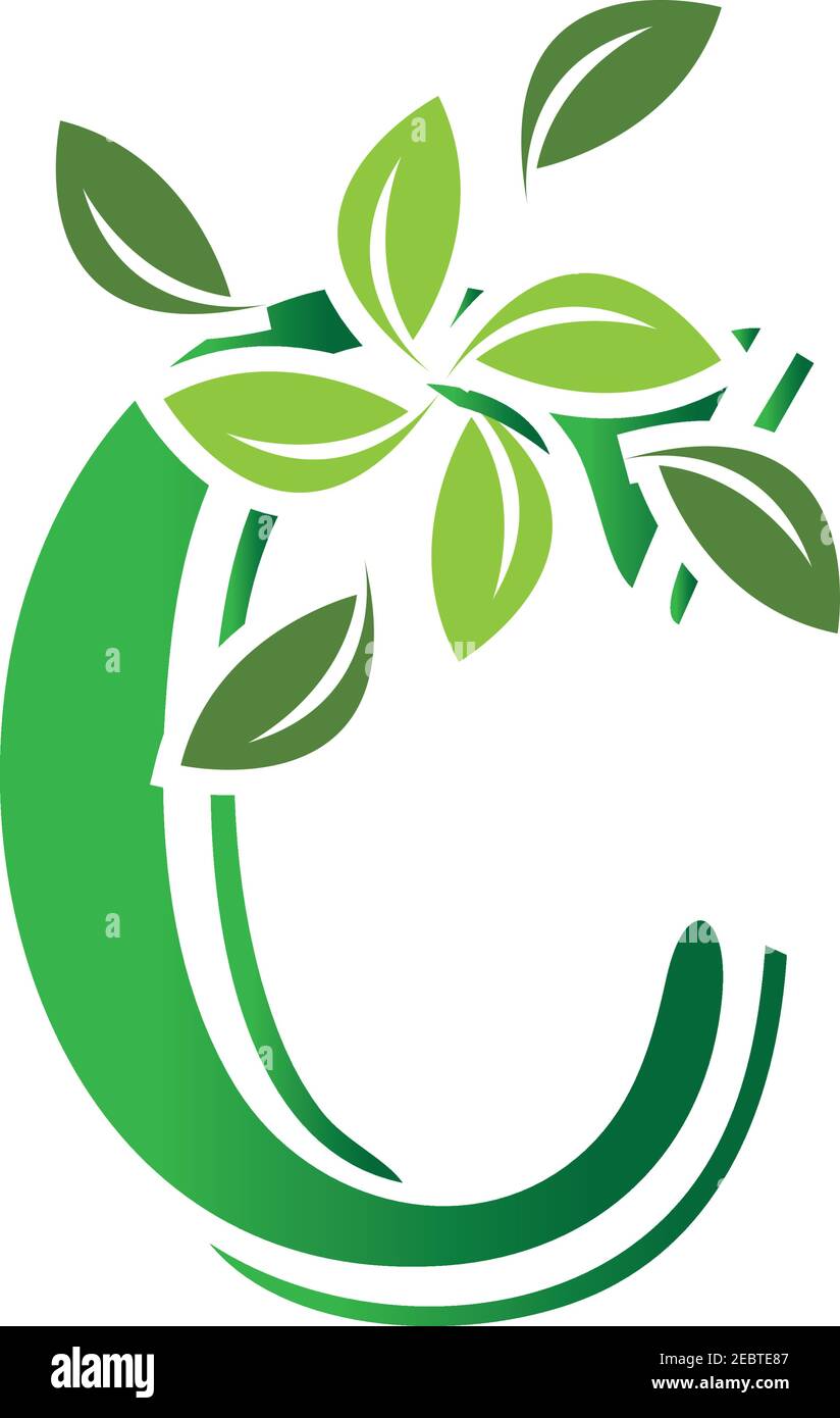 Green eco letters C logo with leaves. /symbol / alphabet / botanical ...