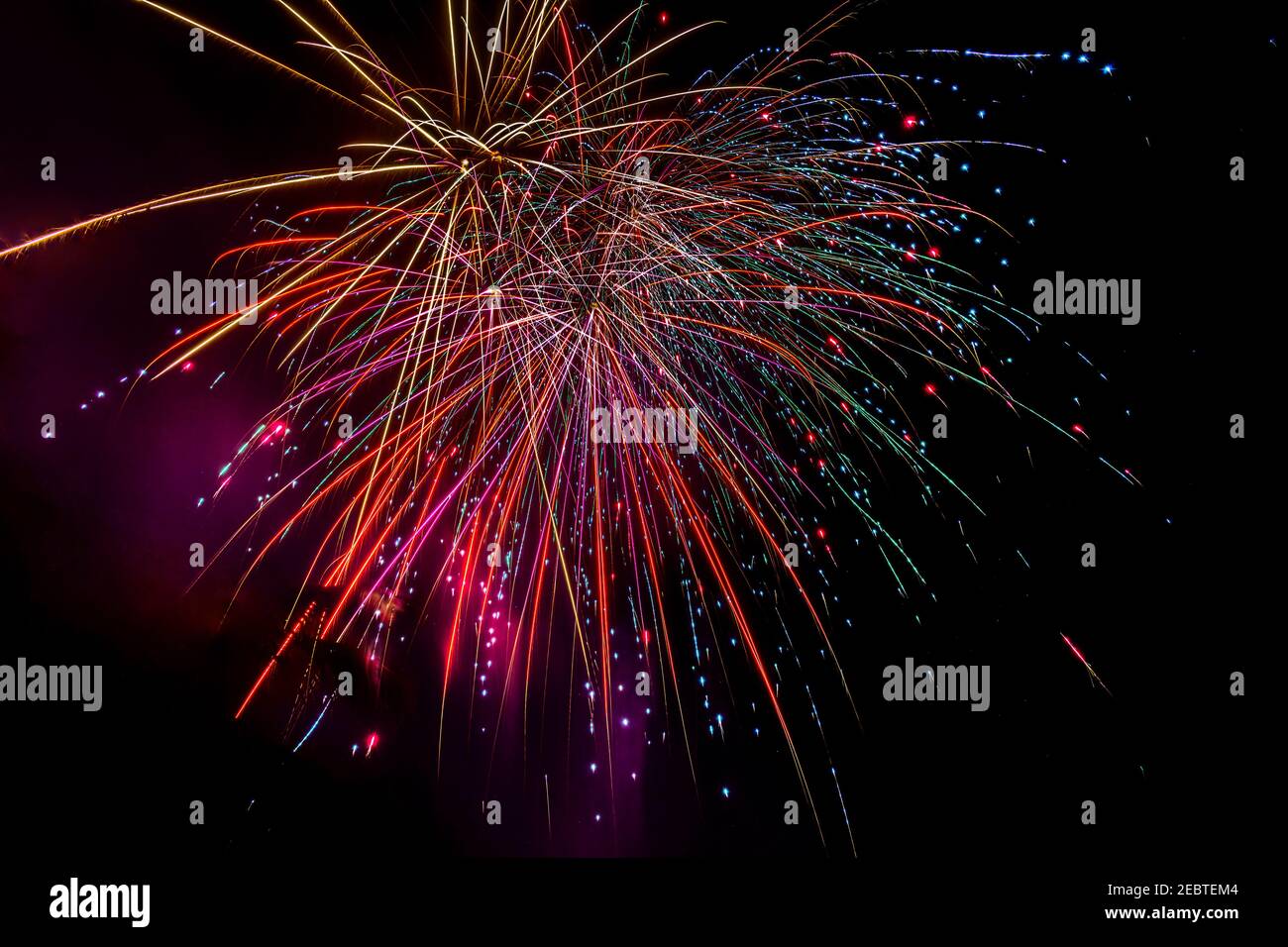 Fireworks on night sky Stock Photo - Alamy