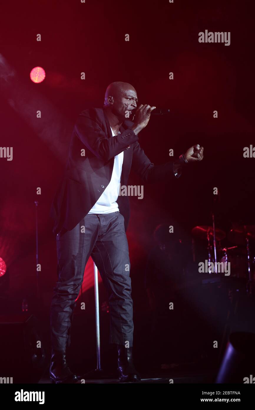 Seal performing live on stage at the O2 Arena in London, supporting ...