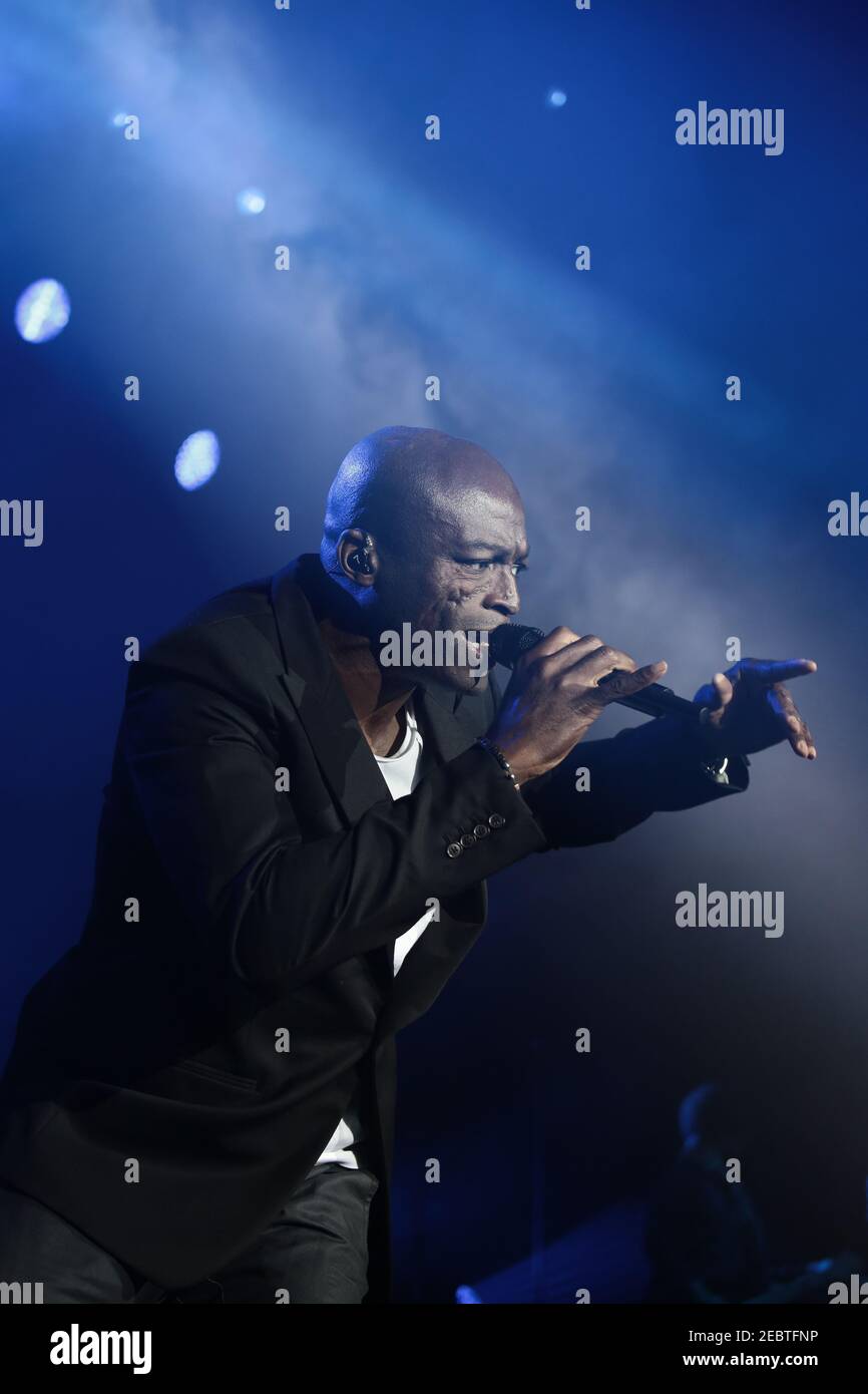 Seal performing live on stage at the O2 Arena in London, supporting ...