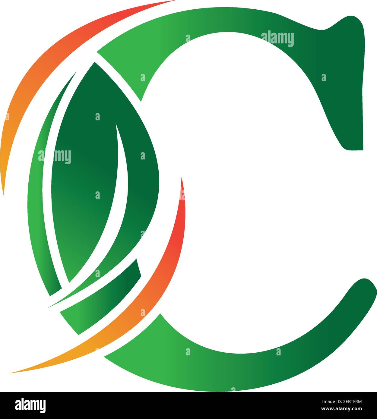 Green eco letters C logo with leaves. /symbol / alphabet / botanical ...