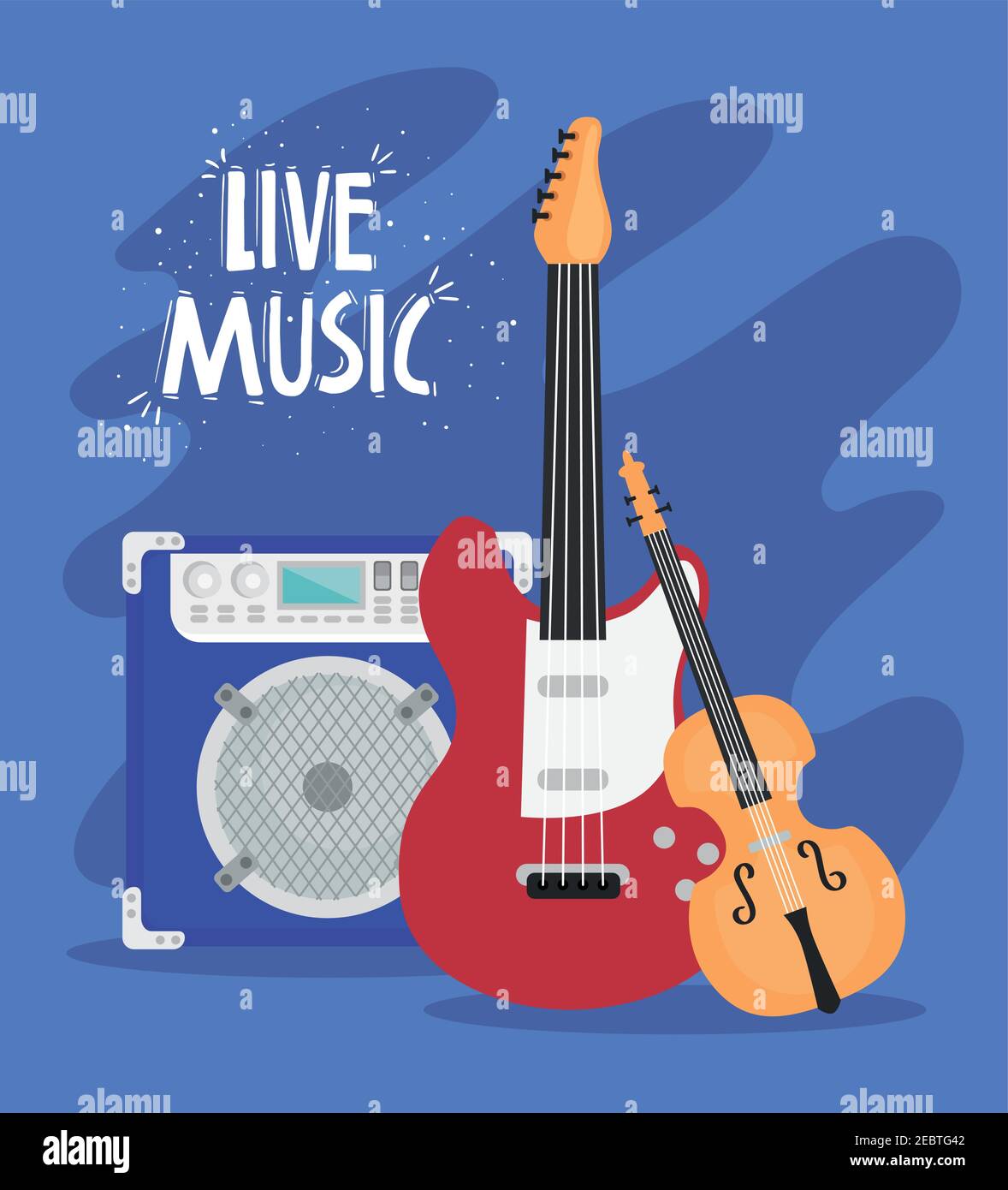 live music lettering with musical instruments Stock Vector Image & Art ...