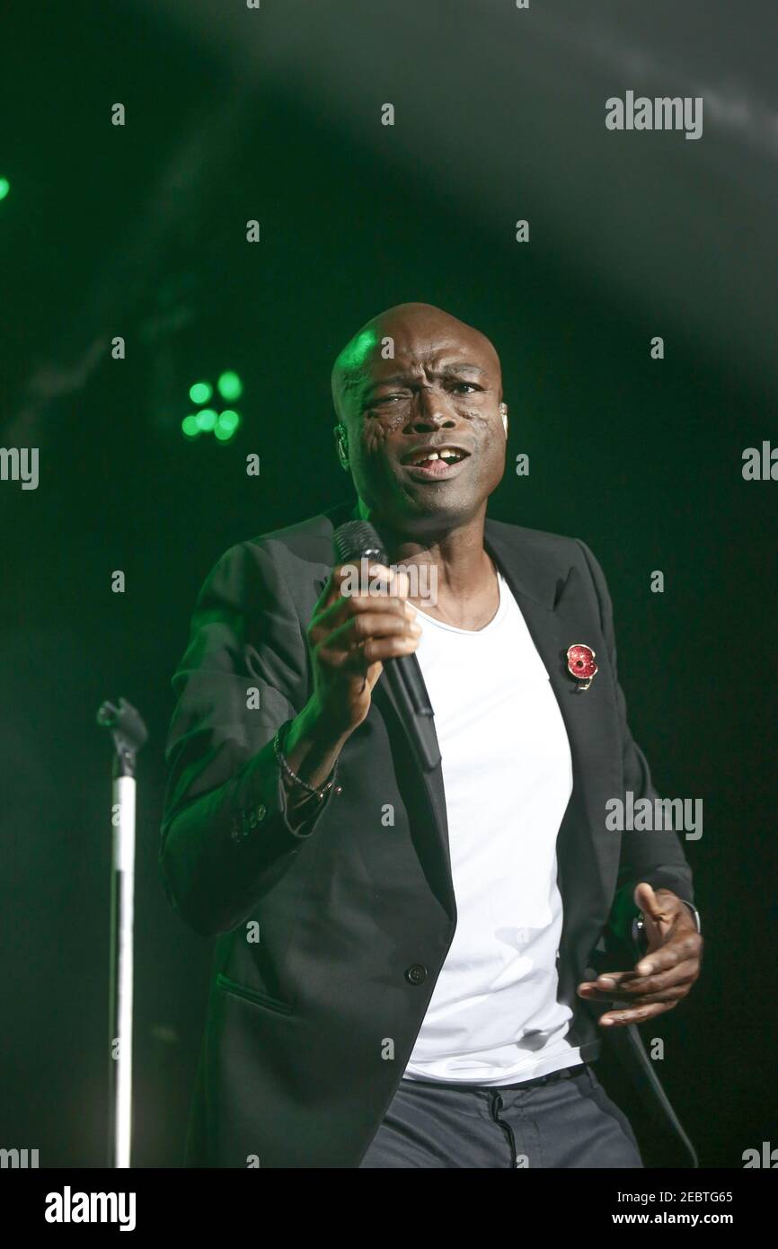 Seal performing live on stage at the O2 Arena in London, supporting ...