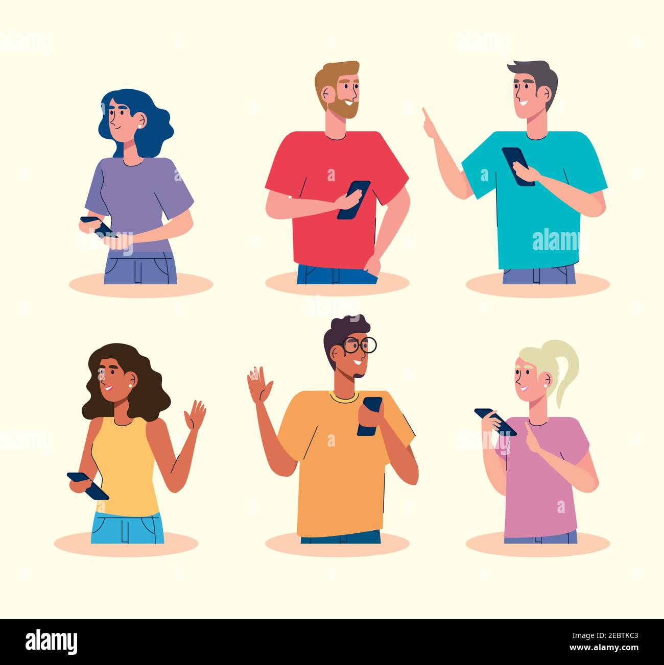 community using smartphones avatars characters Stock Vector Image & Art ...