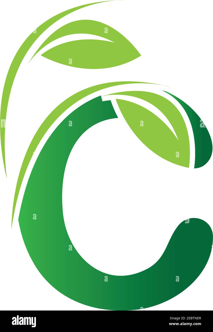 Green eco letters C logo with leaves. /symbol / alphabet / botanical ...