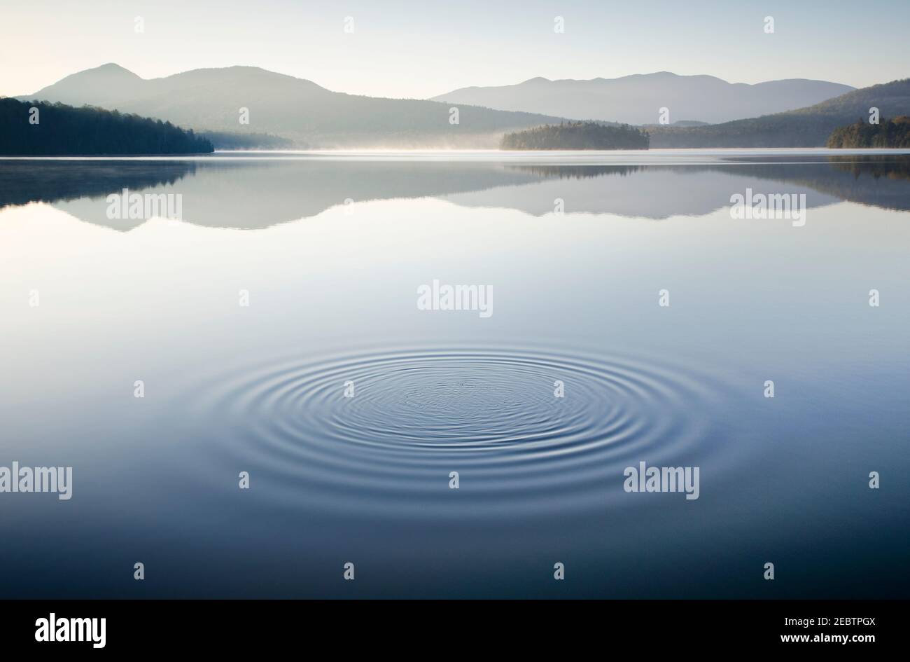 USA, New York, North Elba, Lake Placid, Ripples on calm lake surface ...