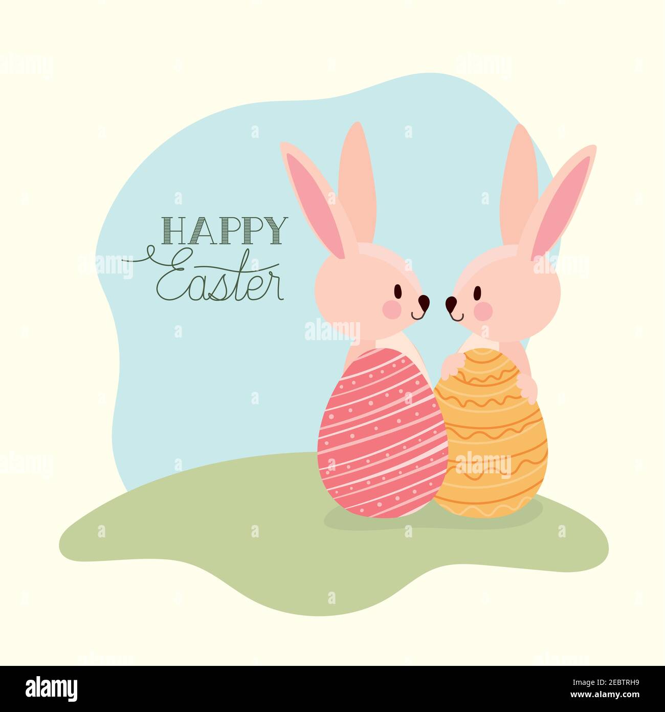 Happy easter two rabbits Stock Vector Images - Alamy