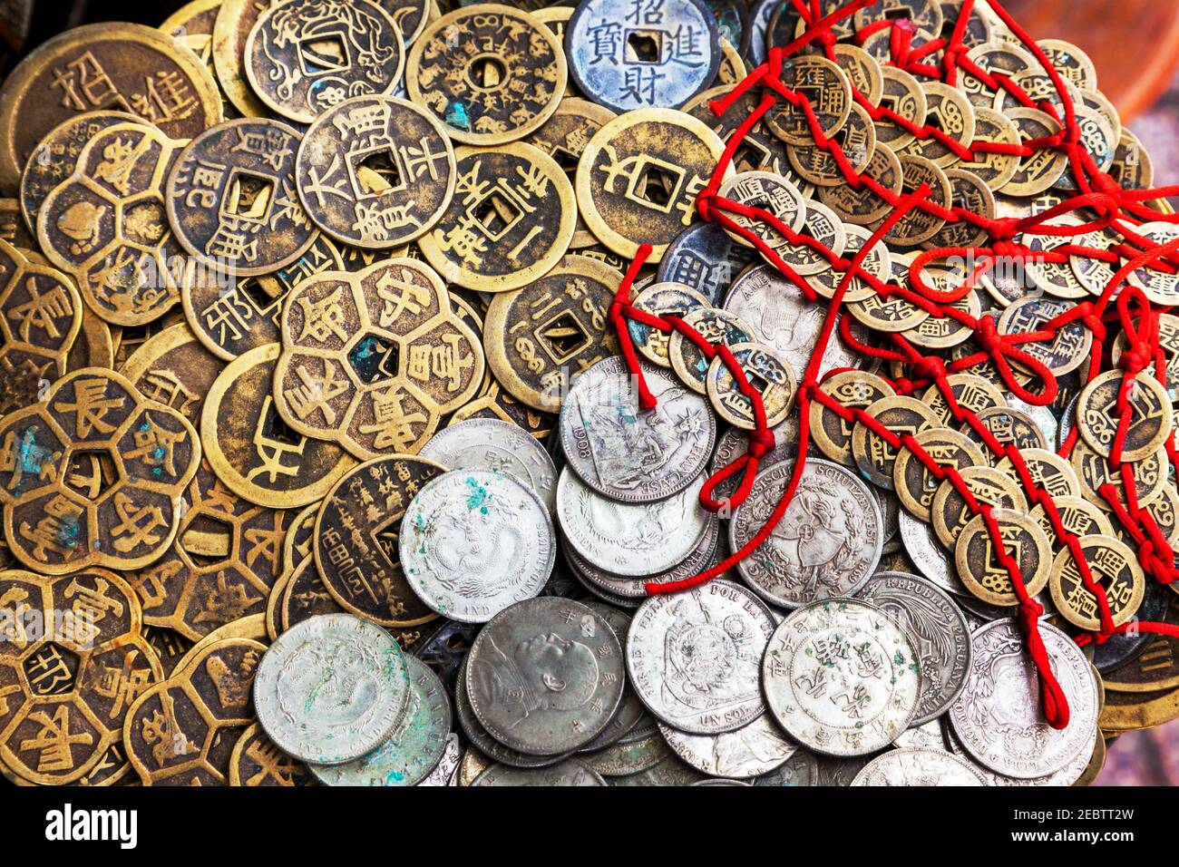 Ancient Chinese Coins On String