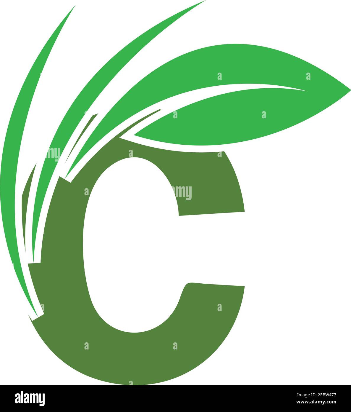 Green eco letters C logo with leaves. /symbol / alphabet / botanical ...