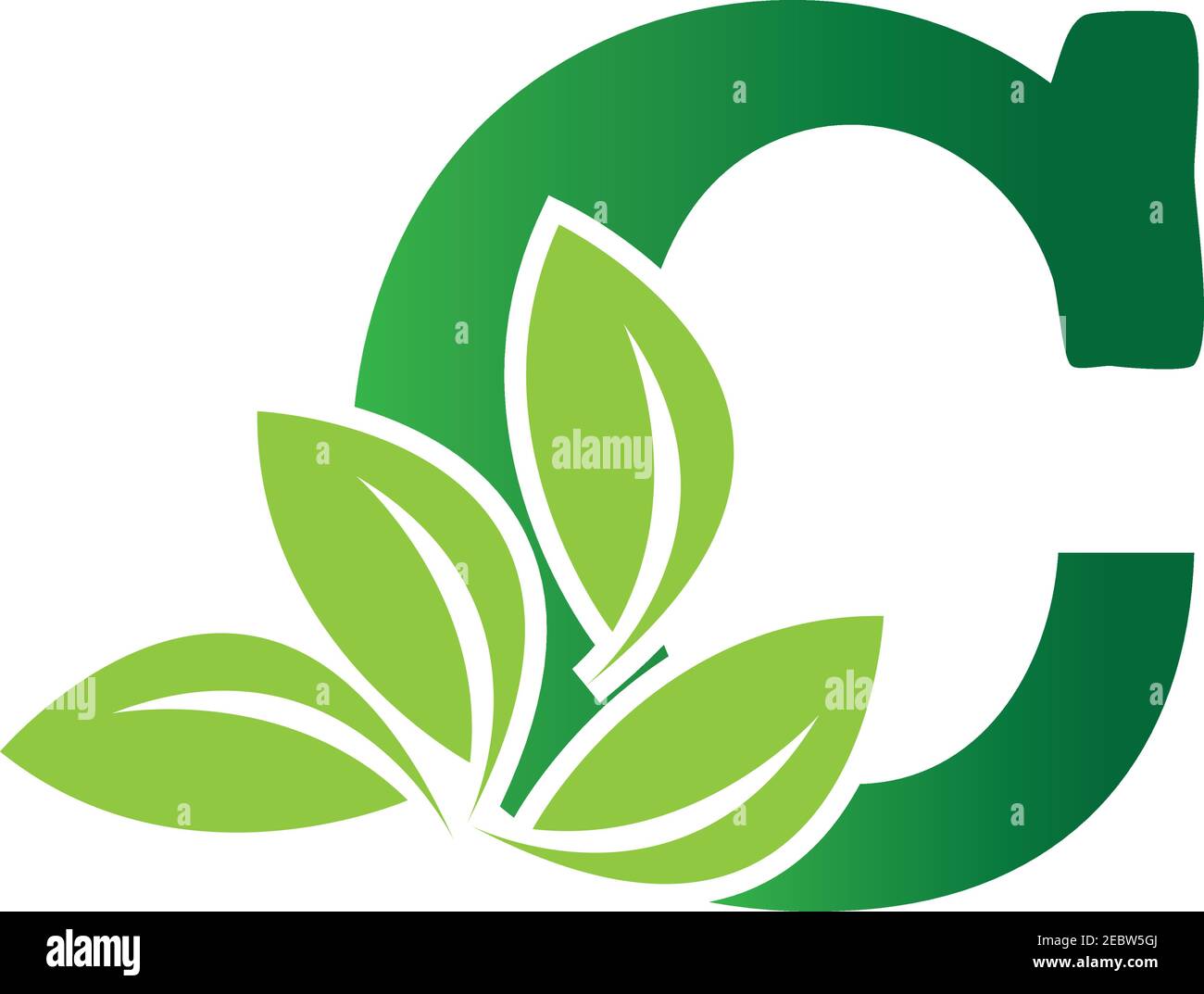 Green eco letters C logo with leaves. /symbol / alphabet / botanical ...