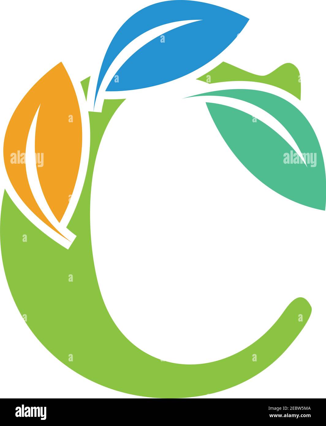 Green eco letters C logo with leaves. /symbol / alphabet / botanical ...