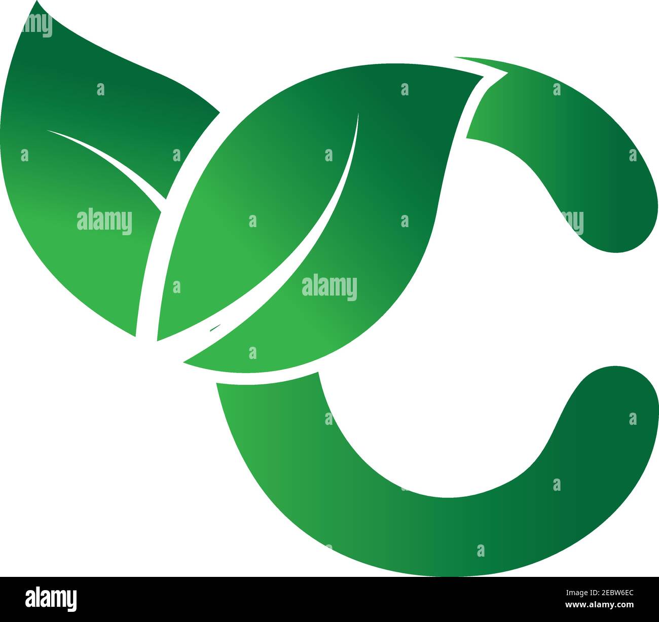 Green eco letters C logo with leaves. /symbol / alphabet / botanical ...