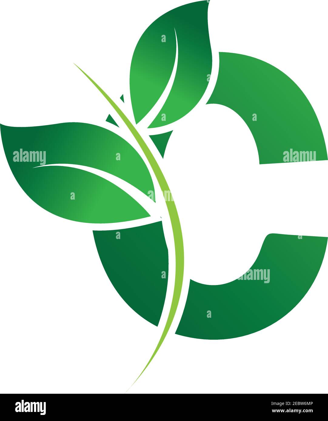 Green eco letters C logo with leaves. /symbol / alphabet / botanical ...