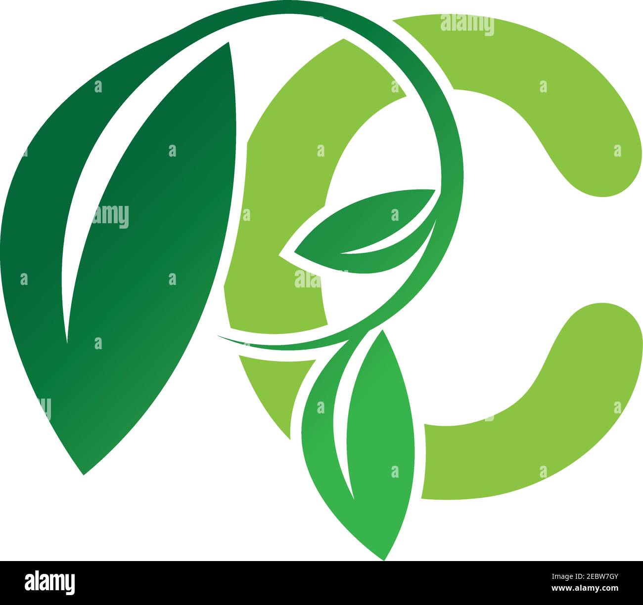 Green eco letters C logo with leaves. /symbol / alphabet / botanical ...