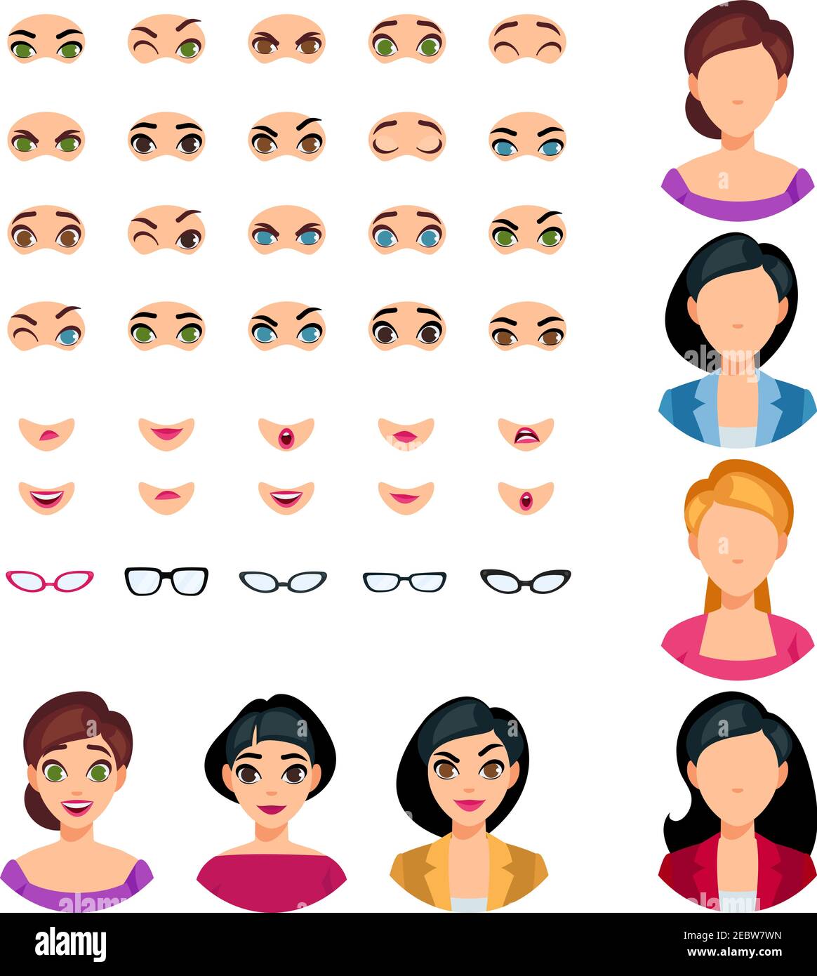 Vector Female Eyes In Different Emotion Stock Vector