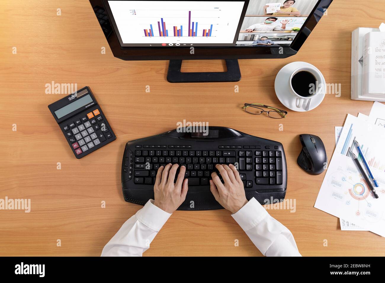 Businessman and businesswoman analysis financial chart with ...