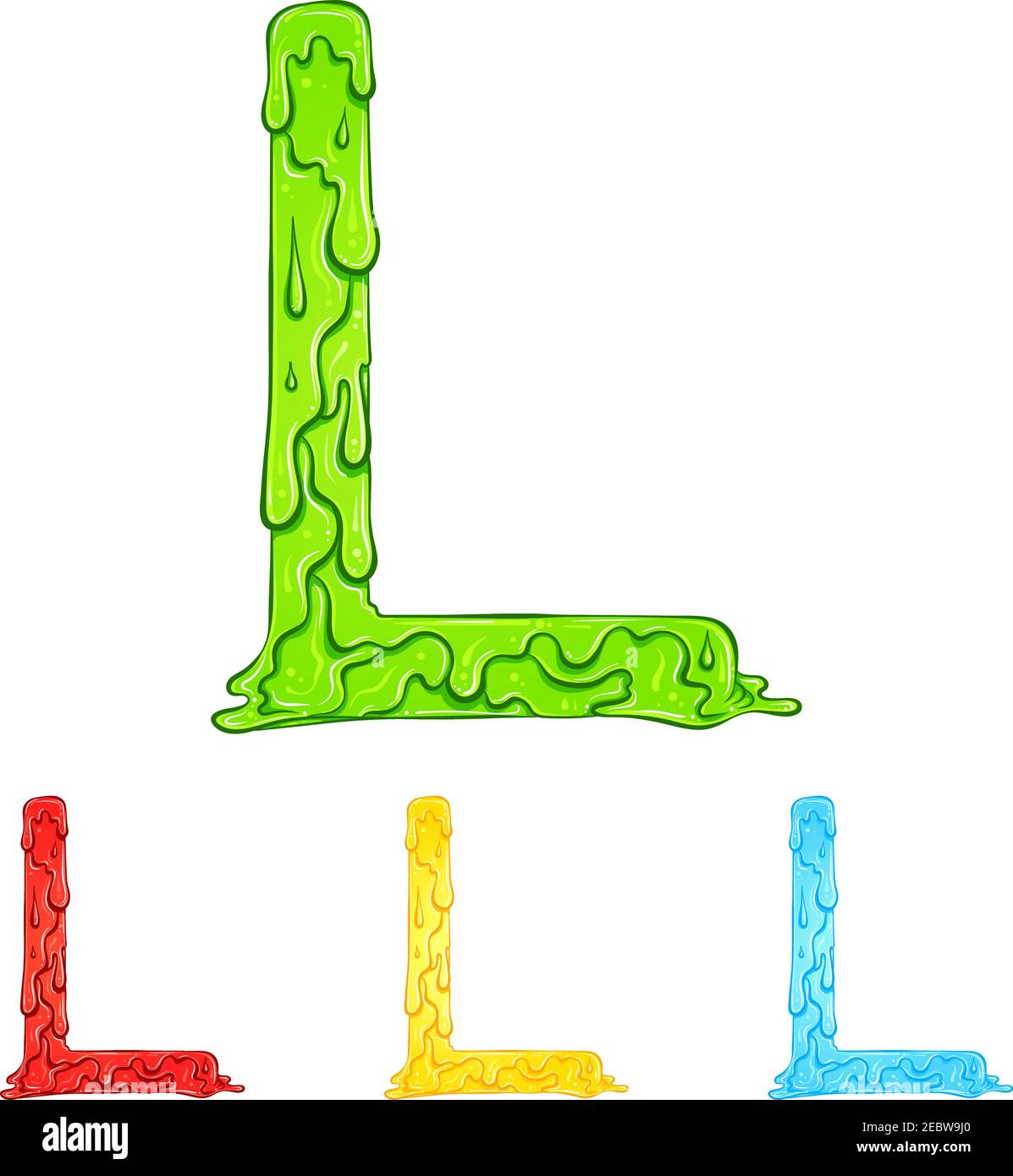 Letter L with flow drops and goo splash. Color illustration of the ...
