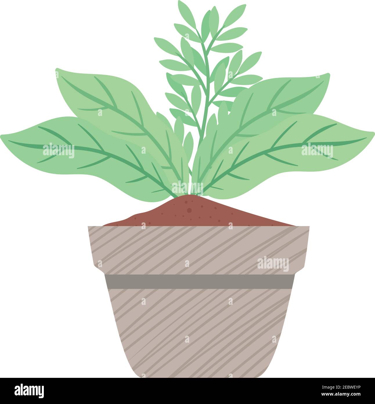 house plant in gray ceramic pot nature icon Stock Vector Image & Art ...