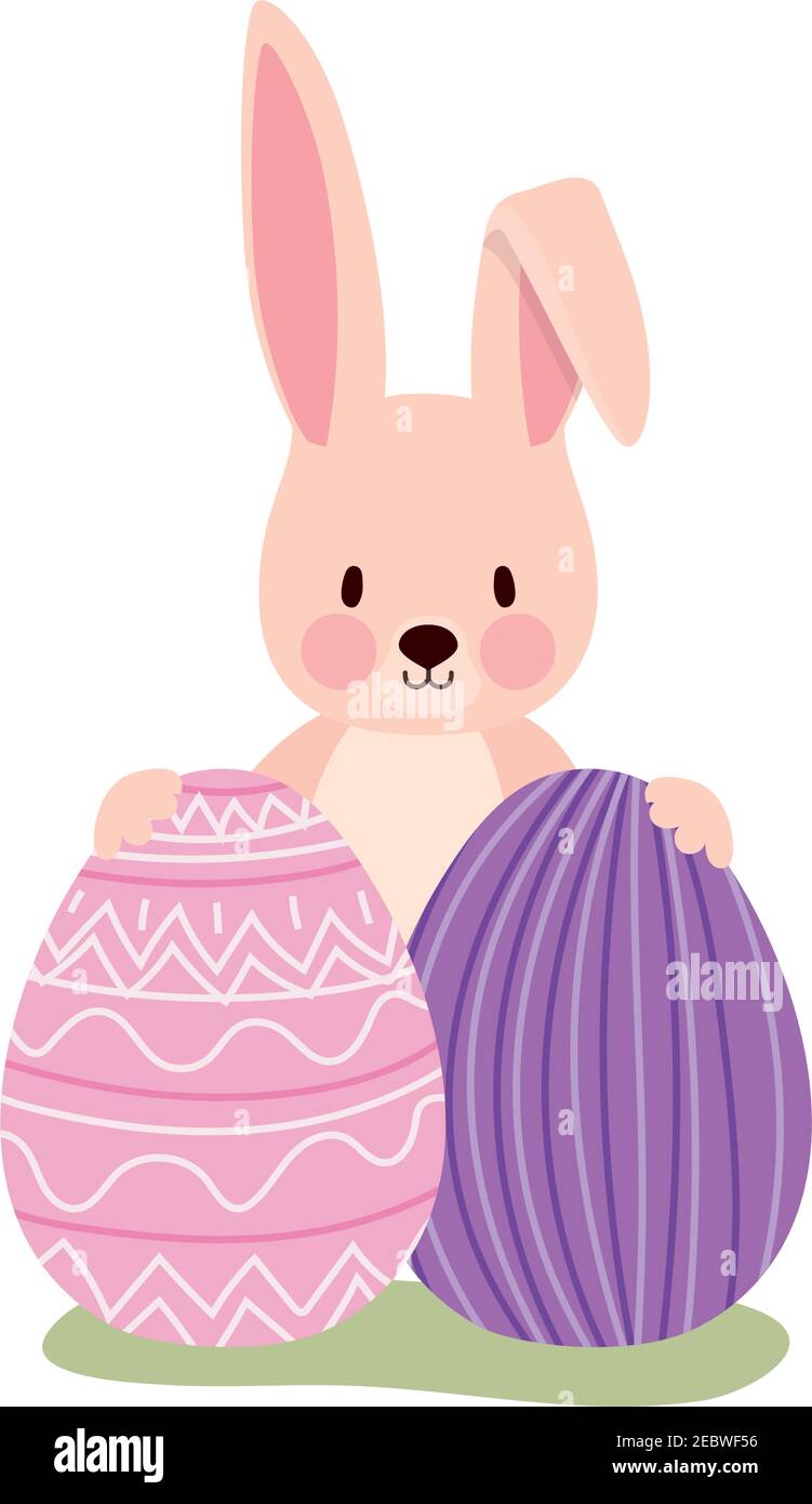 cute bonny with two easter eggs Stock Vector Image & Art - Alamy
