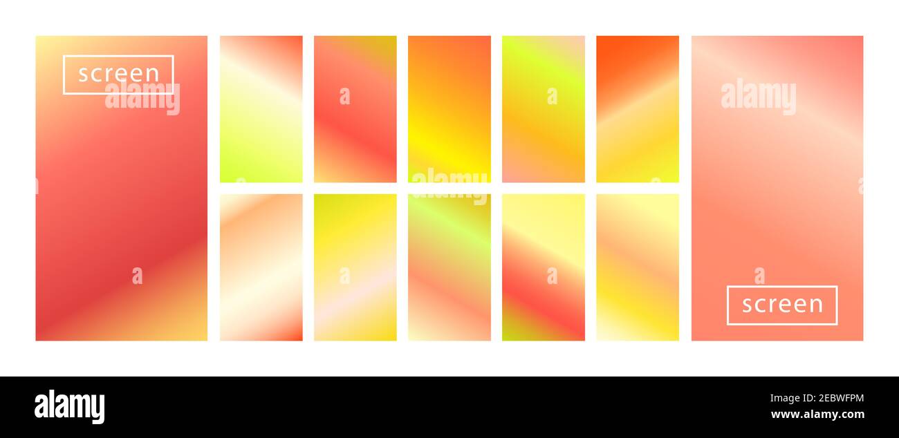Mobile screen lock display collection of colorful backgrounds in trendy ...