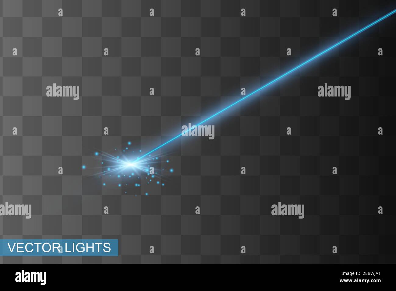 Abstract blue laser beam. Transparent isolated on black background ...