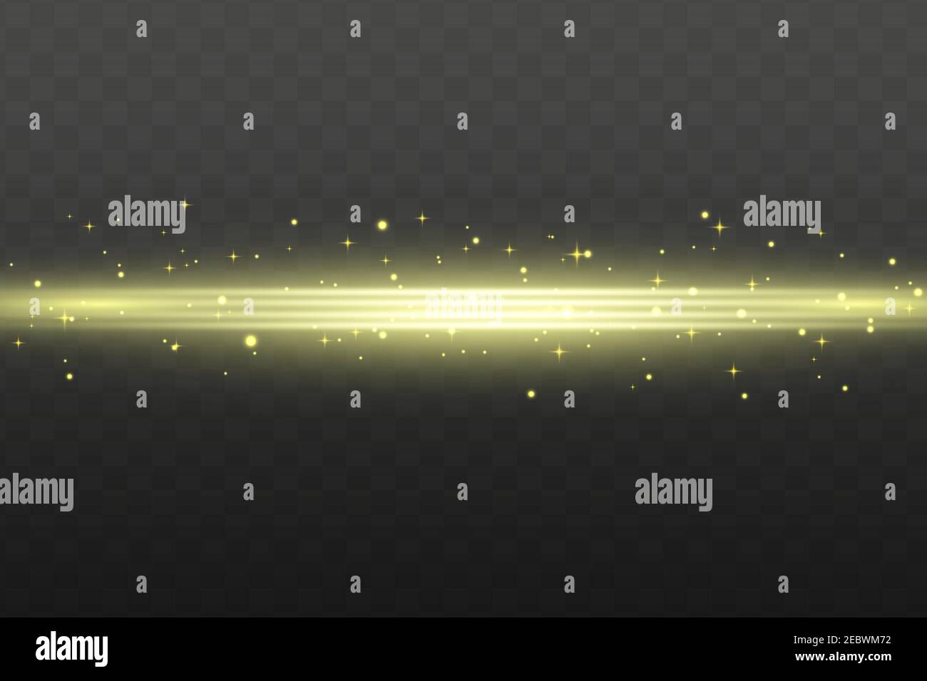 Abstract yellow laser beam. Transparent isolated on black background ...