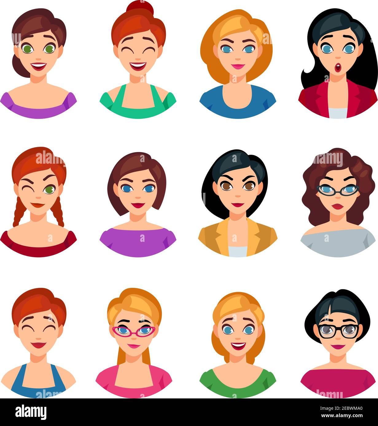 Facial emotions collection of pretty girls with different expressions ...