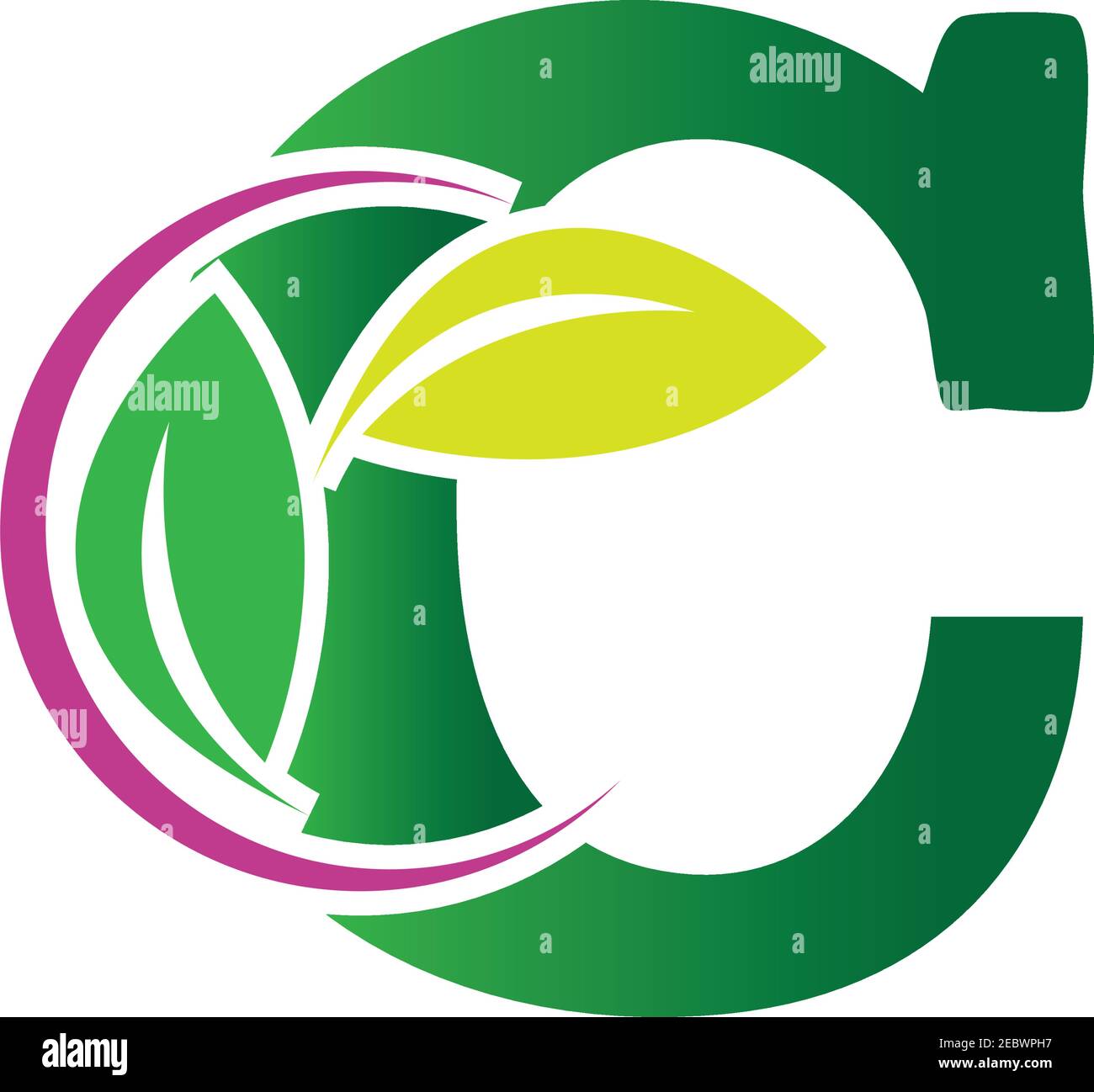 Green eco letters C logo with leaves. /symbol / alphabet / botanical ...