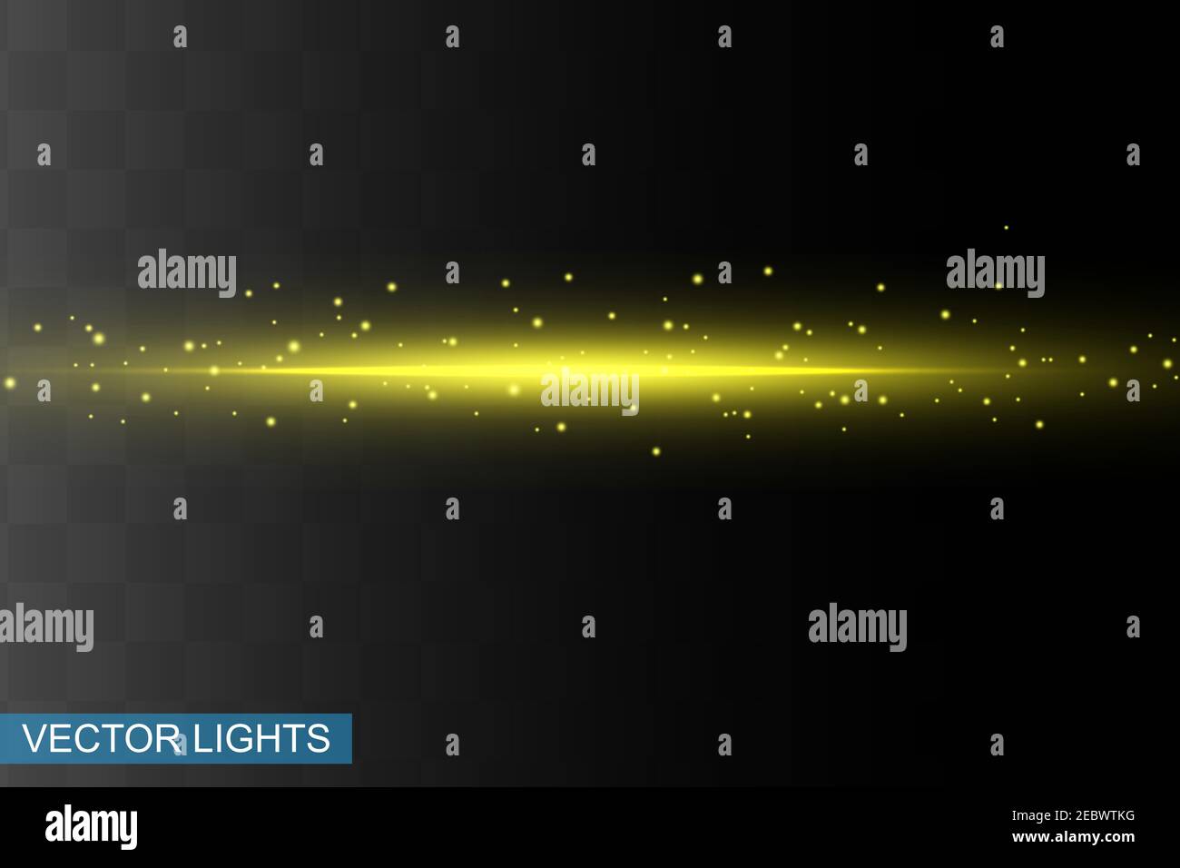 Abstract yellow laser beam. Transparent isolated on black background ...
