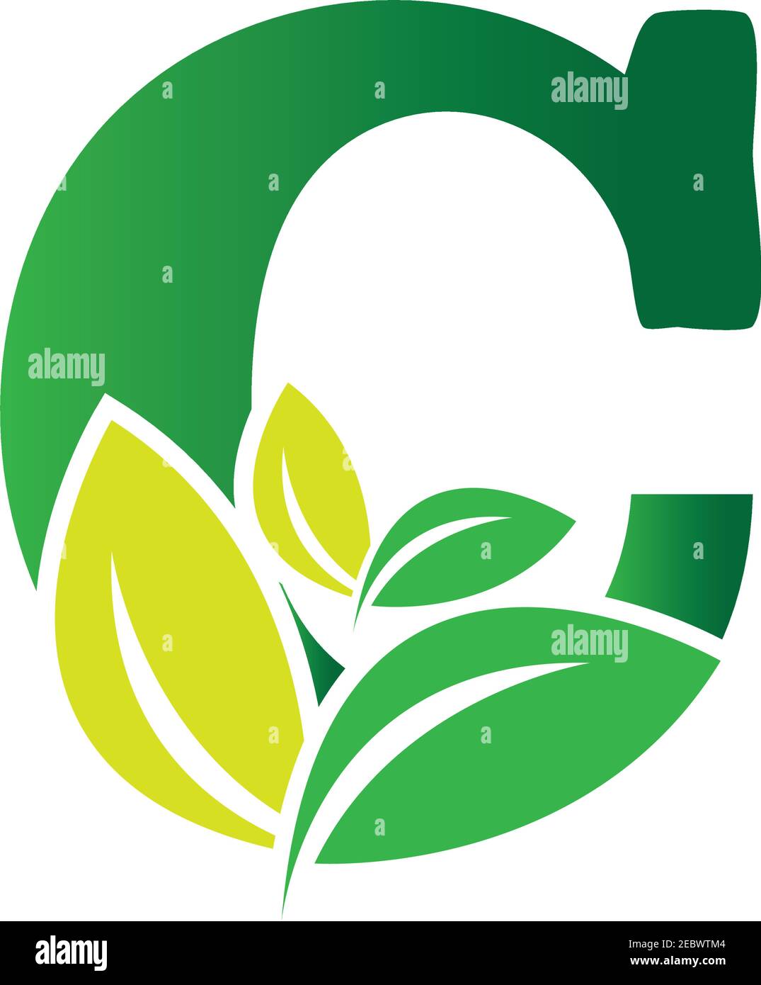 Green eco letters C logo with leaves. /symbol / alphabet / botanical ...