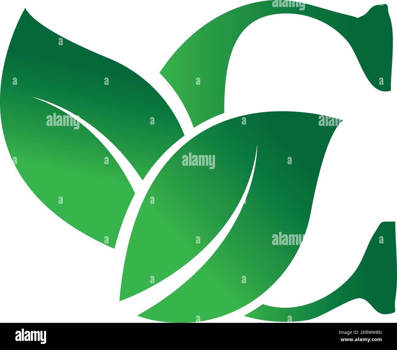 Green eco letters C logo with leaves. /symbol / alphabet / botanical ...