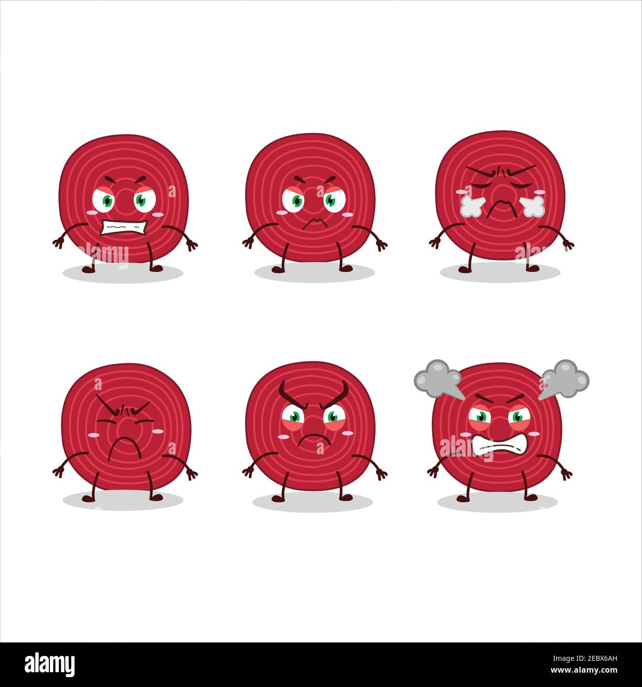 Slice of beet cartoon character with various angry expressions. Vector ...