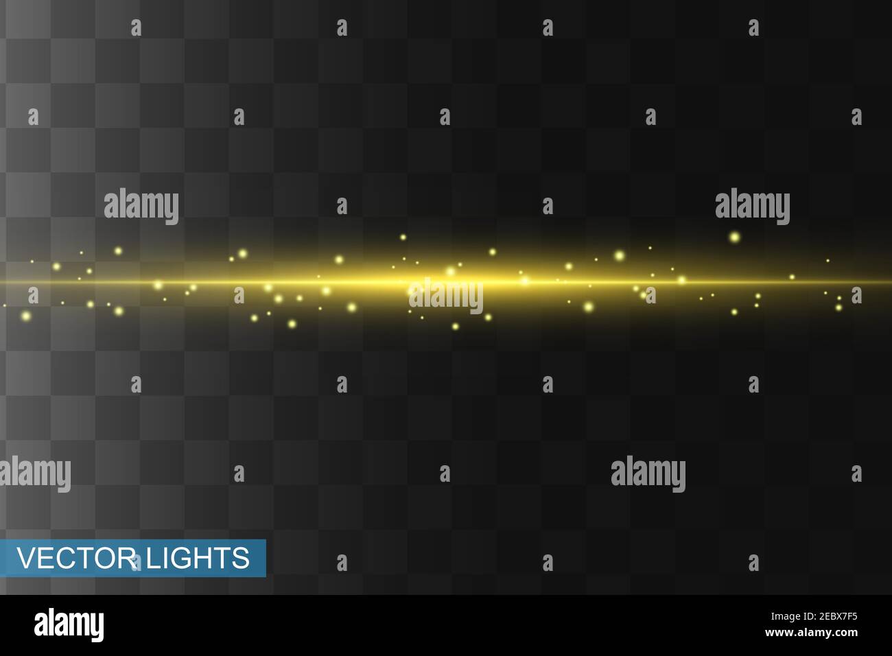 Abstract yellow laser beam. Transparent isolated on black background ...
