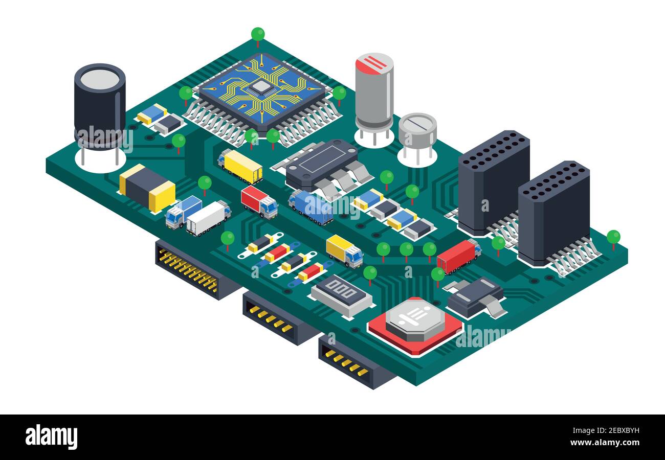 Silicon chips on circuit board Stock Vector Images - Alamy