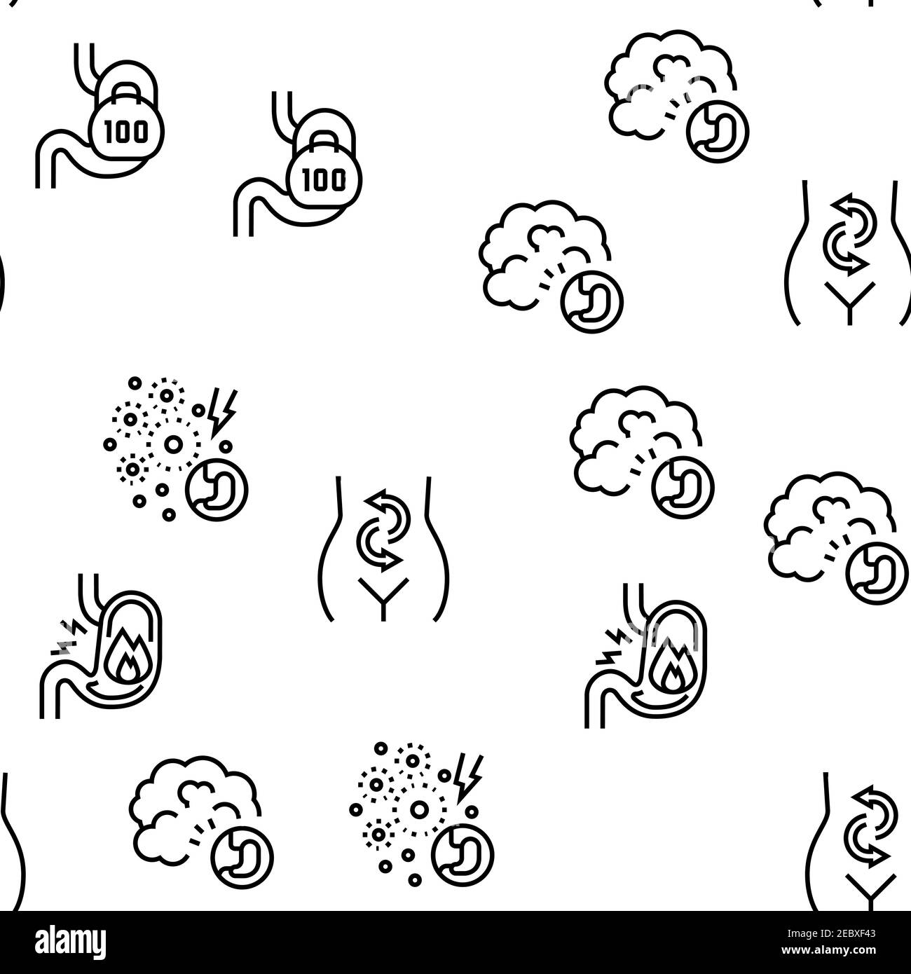 Digestion Disease And Treatment Icons Set Vector Stock Vector Image ...